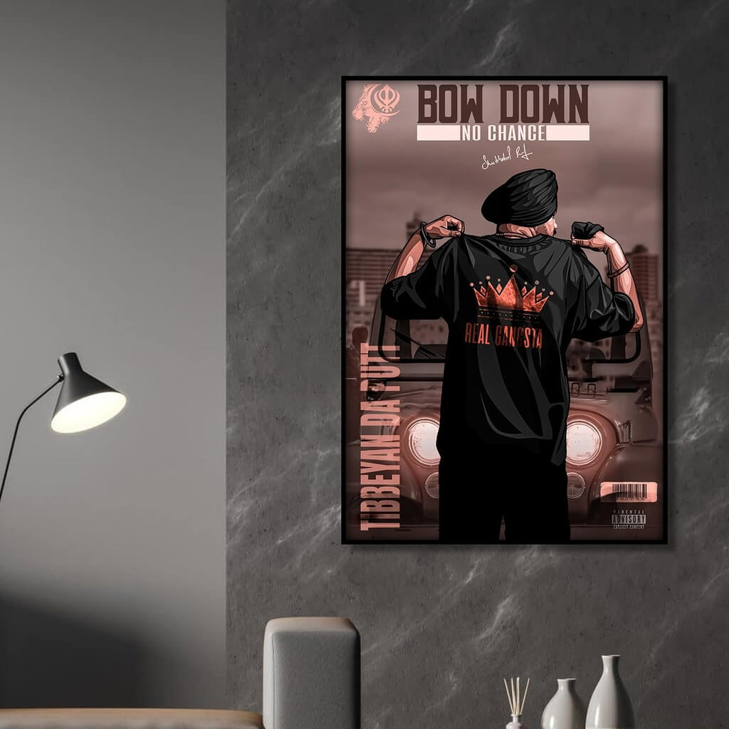 Sidhu Moosewala - Bow Down, No Chance Wall Artwork Online – Aesthesy