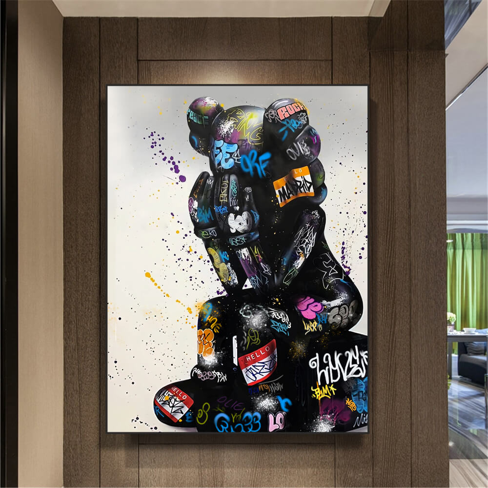 Buy Black Kaws Graffiti Canvas Wall Art Painting – Aesthesy